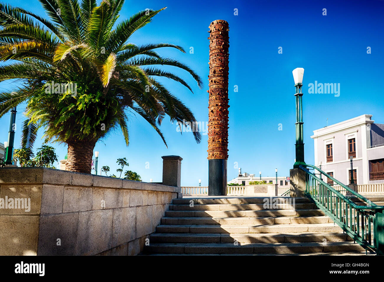 View of a modern Art of a Totem Pole Representing Puerto Rican Native ...