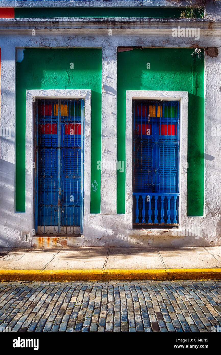 Colorful Doors of Spanish Colonial Style Houses, Old San Juan, Puerto ...