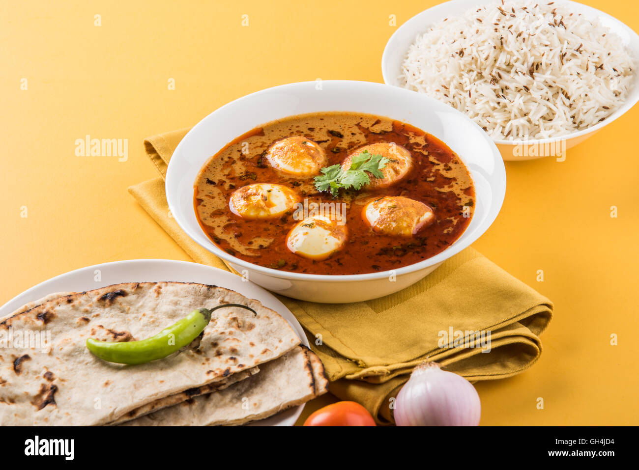 Egg Curry With Rotichapati And Jeera Rice Tasty And Spicy Anda Curry With Roti And Rice