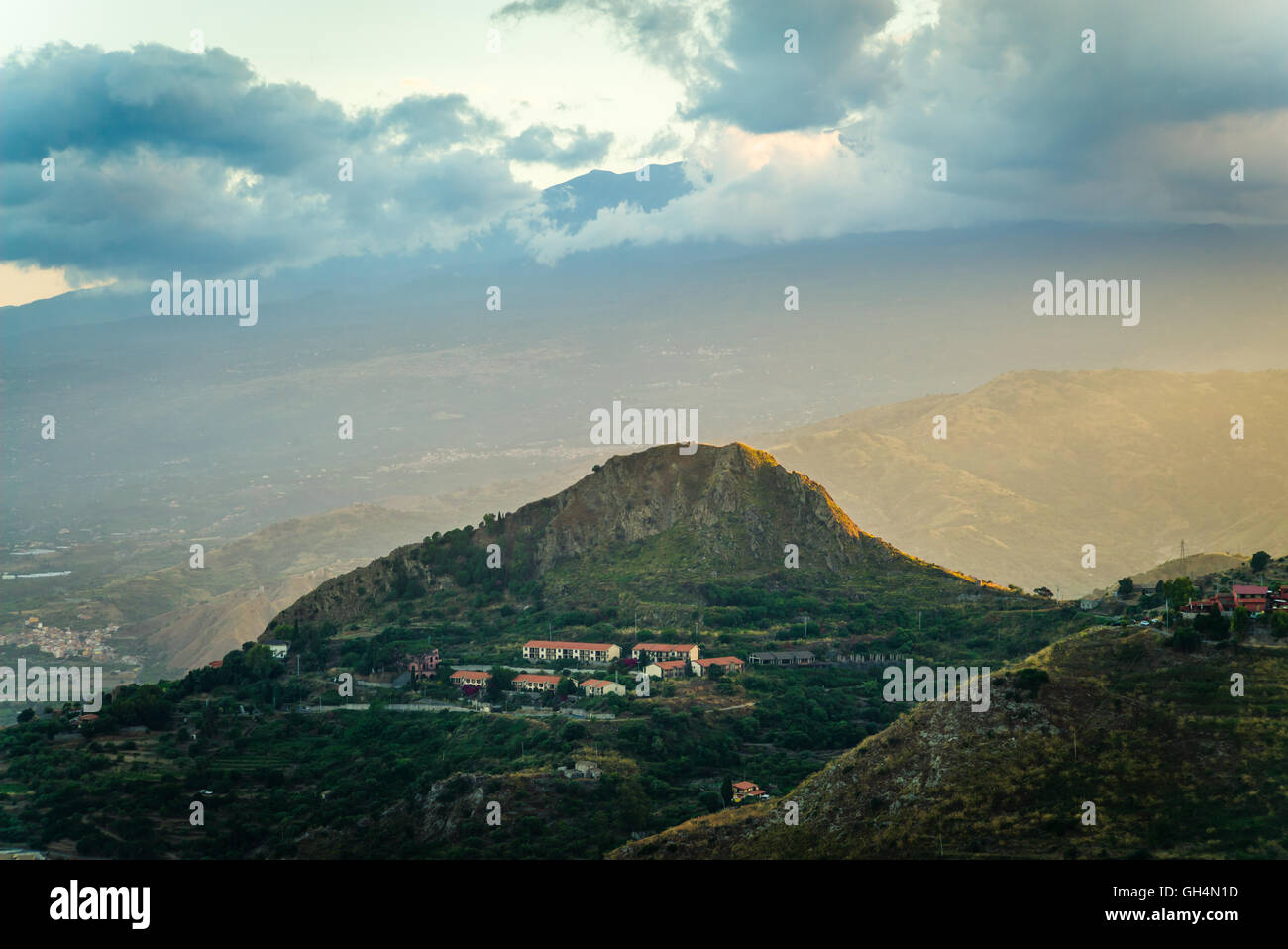 Beautiful landscapes around Taormina in Sicily, by the root of volcano ...