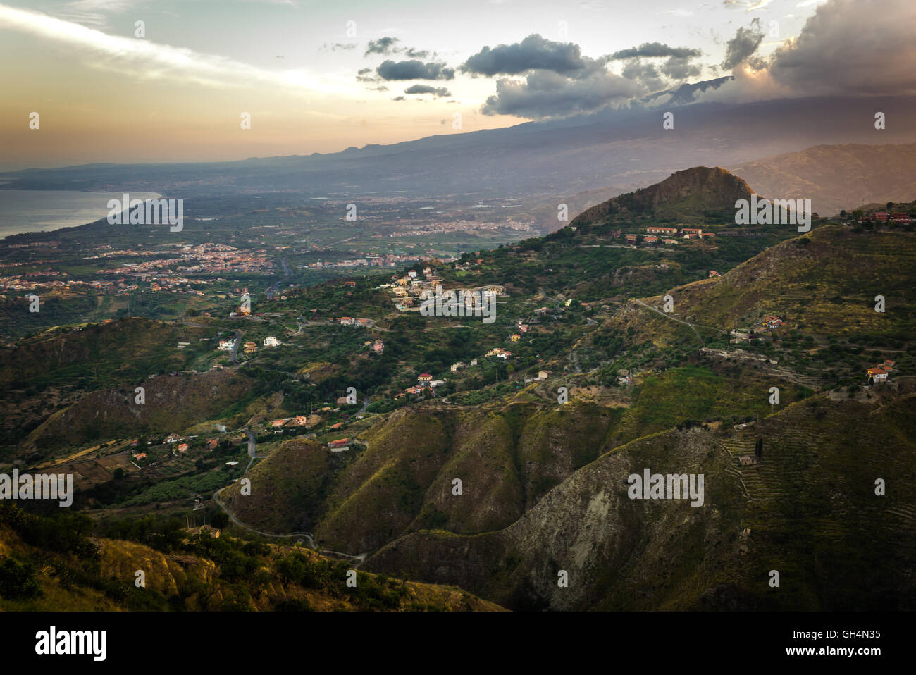 Beautiful landscapes around Taormina in Sicily, by the root of volcano ...