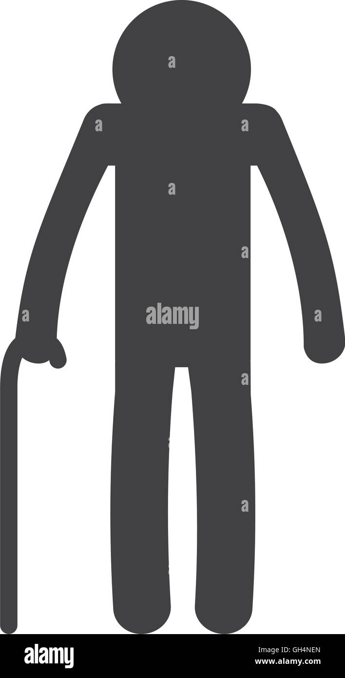 old man pictogram silhouette icon. Vector graphic Stock Vector Image ...
