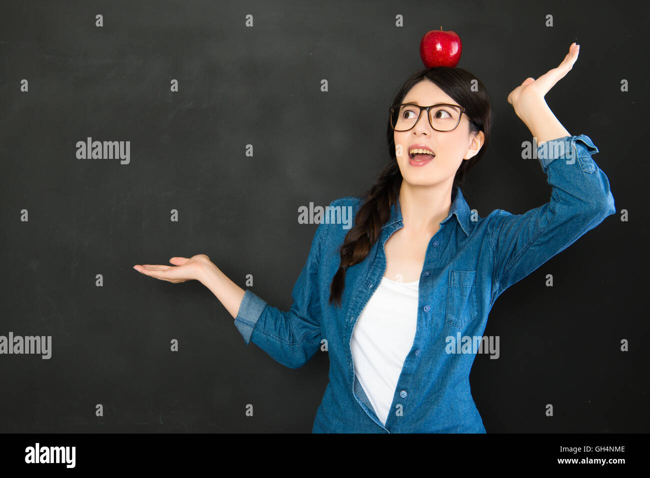 asian university student presentation her creativity idea with red ...