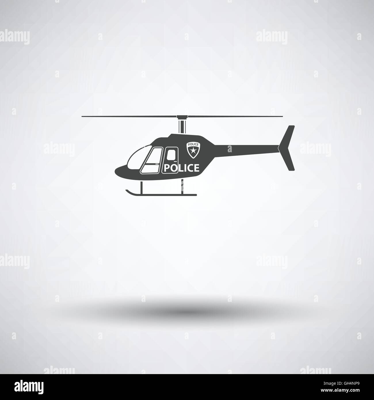 Police helicopter icon on gray background with round shadow. Vector ...