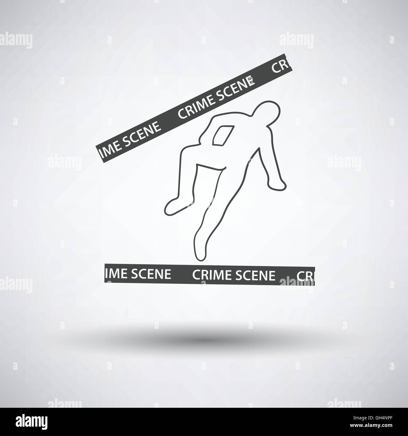 Crime scene icon on gray background with round shadow. Vector ...