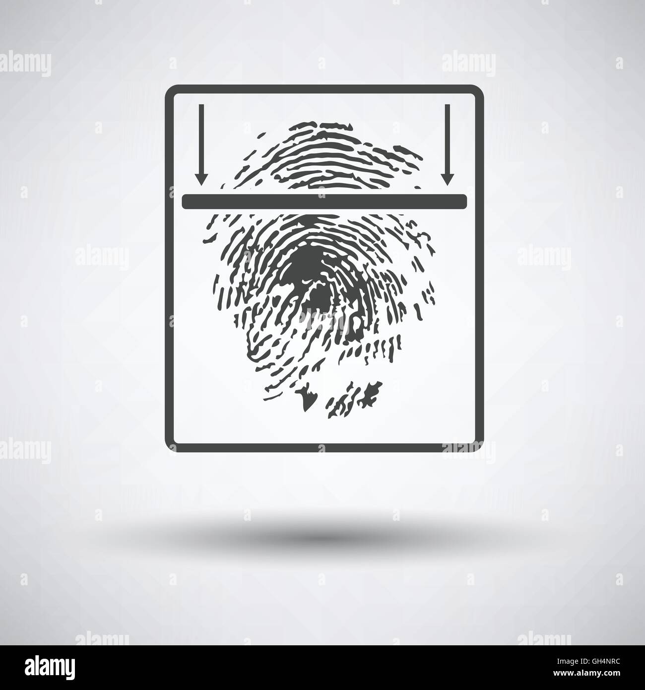 Fingerprint scan icon on gray background with round shadow. Vector ...
