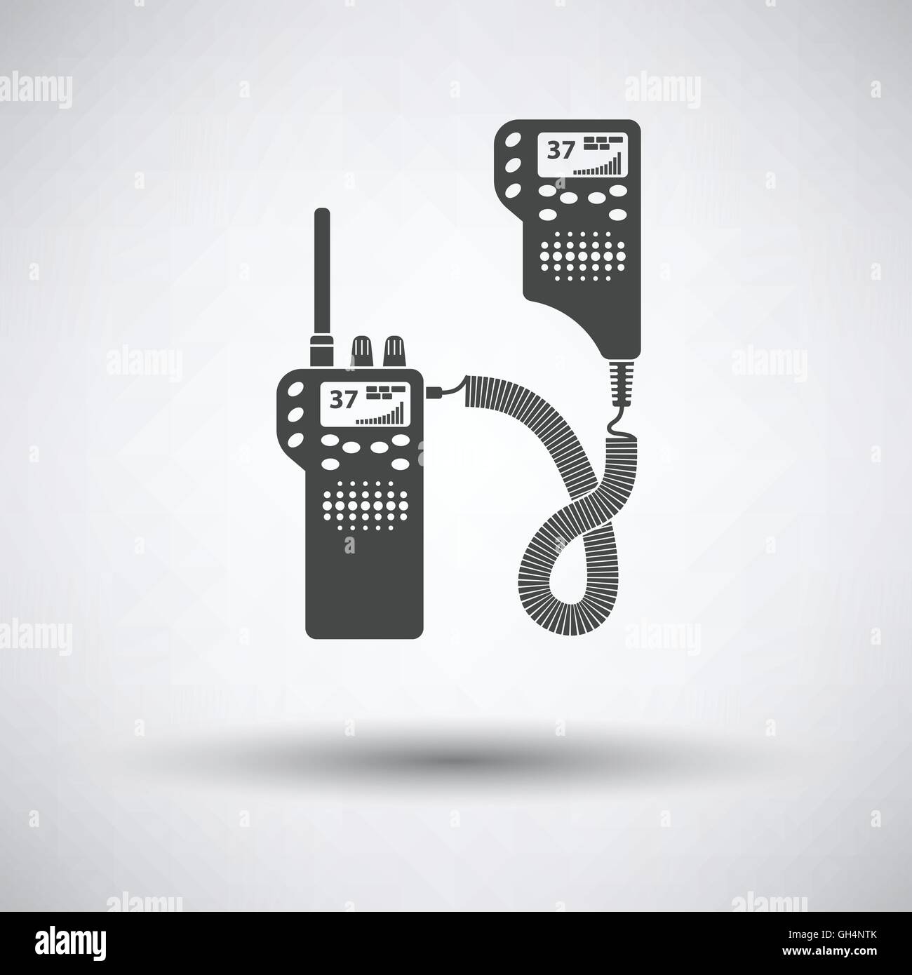 Police radio icon on gray background with round shadow. Vector ...
