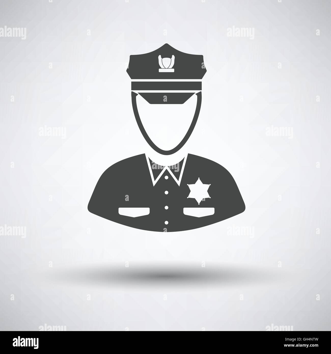 Policeman icon on gray background with round shadow. Vector ...
