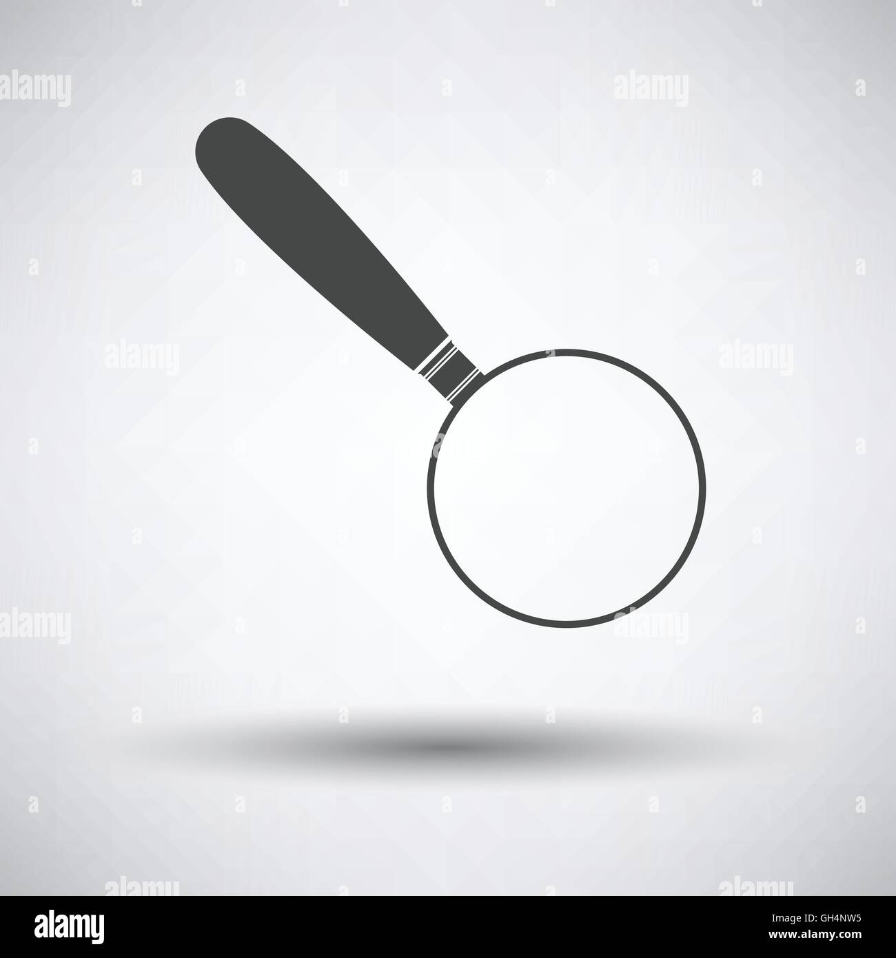 Magnifying glass icon on gray background with round shadow. Vector ...