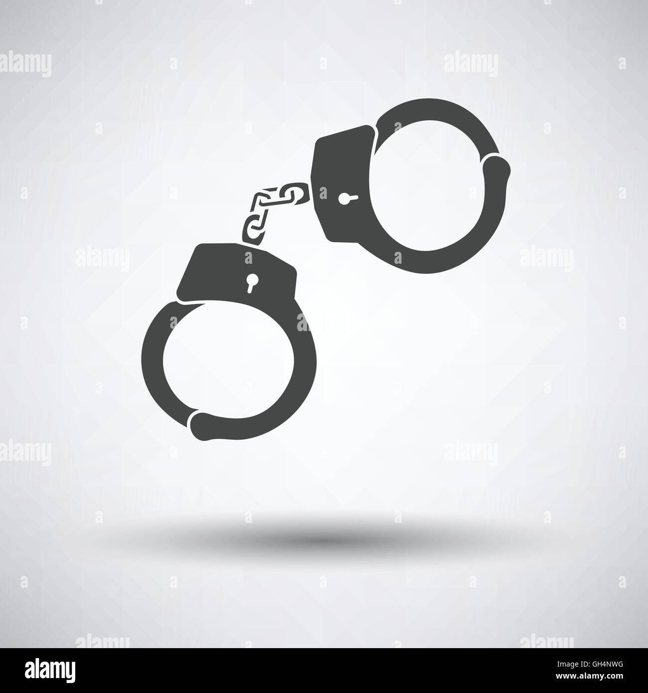 Police handcuff icon on gray background with round shadow. Vector ...