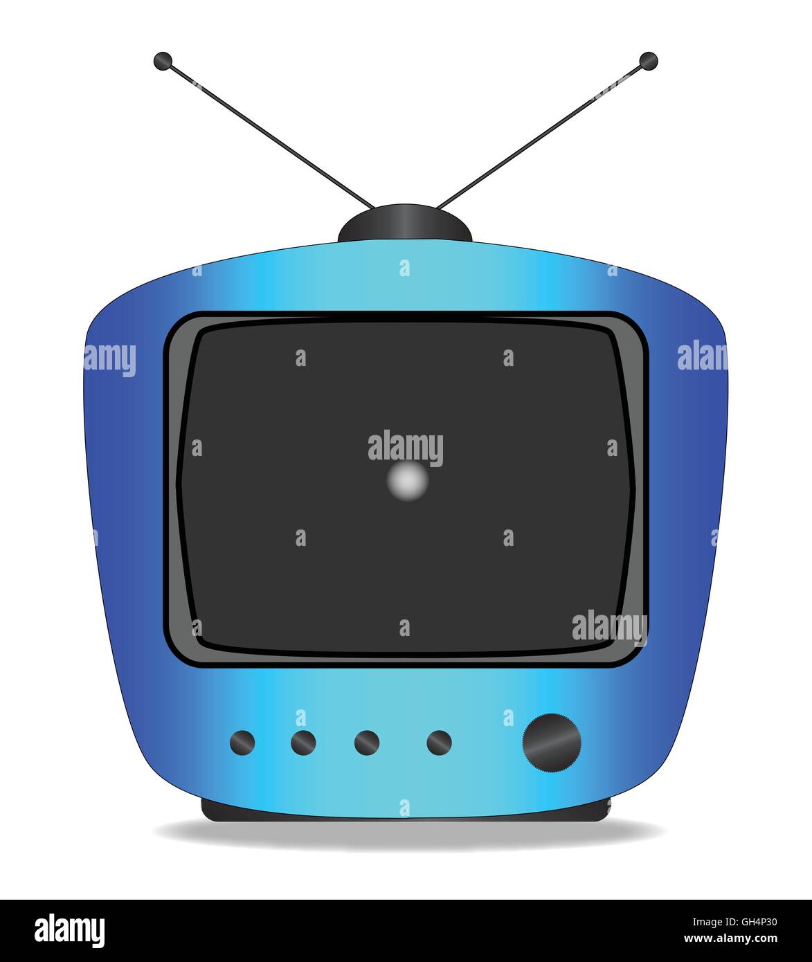 The turned set of dot on an old tube style period television set over a ...