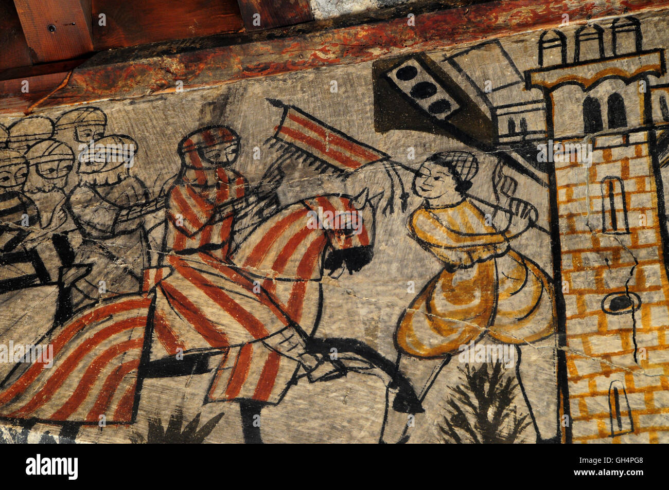 geography / travel, Spain, Gothic mural painting (14th century) with ...