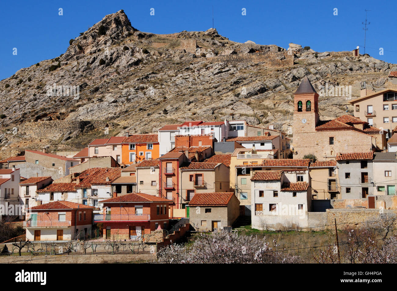 geography / travel, Spain, houses of the town Gargallo in the afternoon ...
