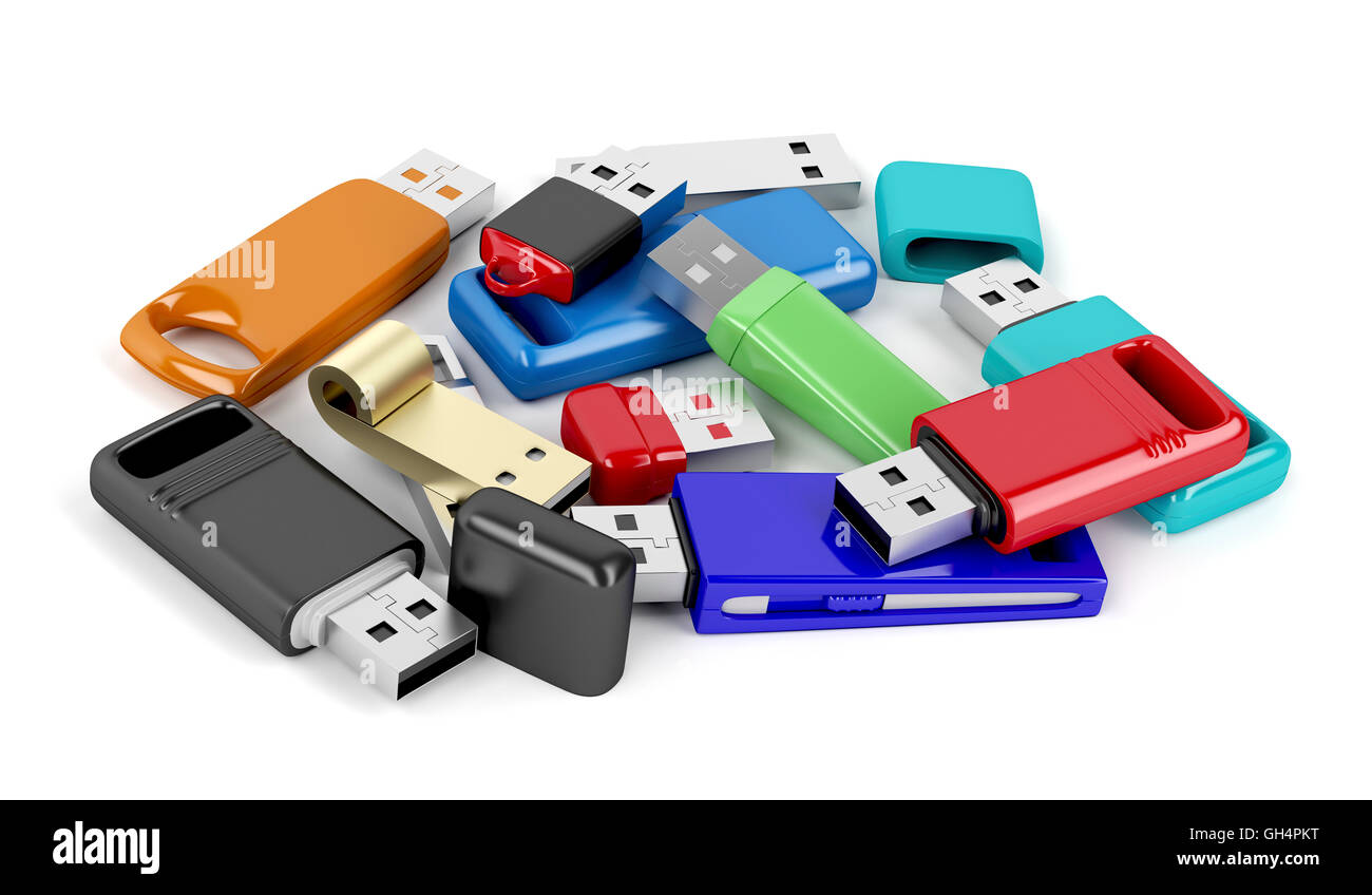 Bunch of usb memory sticks with different designs and colors Stock ...