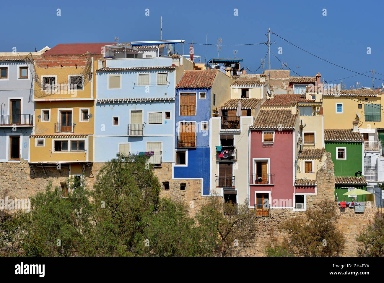 geography / travel, Spain, multi- coloured house facades of Villajoiosa ...