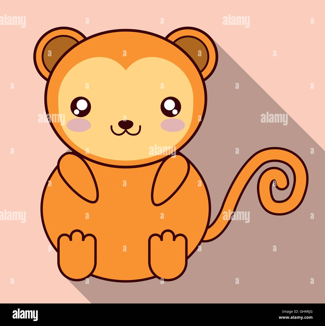 Kawaii monkey icon. Cute animal. Vector graphic Stock Vector Image ...