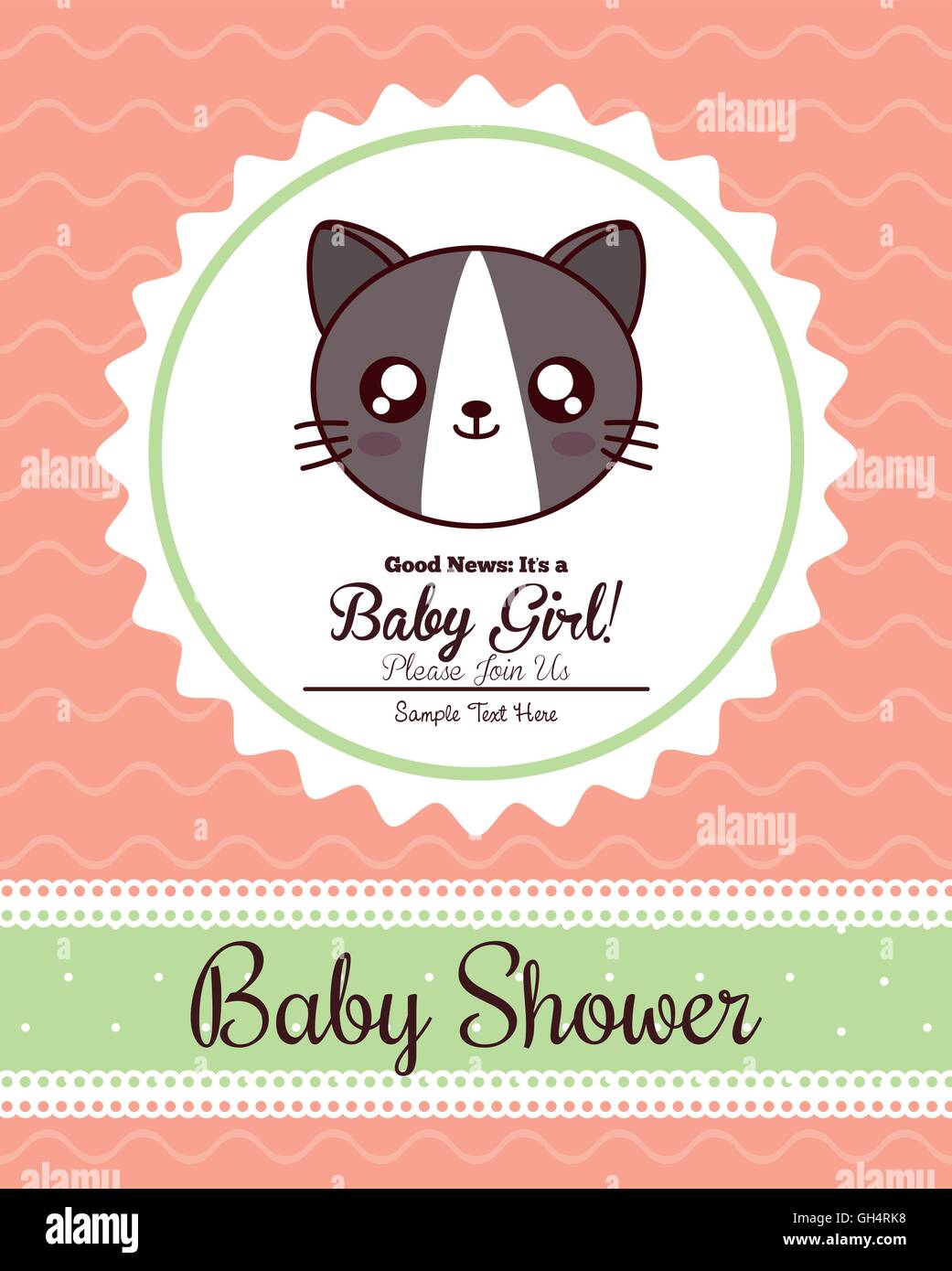 Kawaii cat. Baby Shower design. Vector graphic Stock Vector Image & Art ...