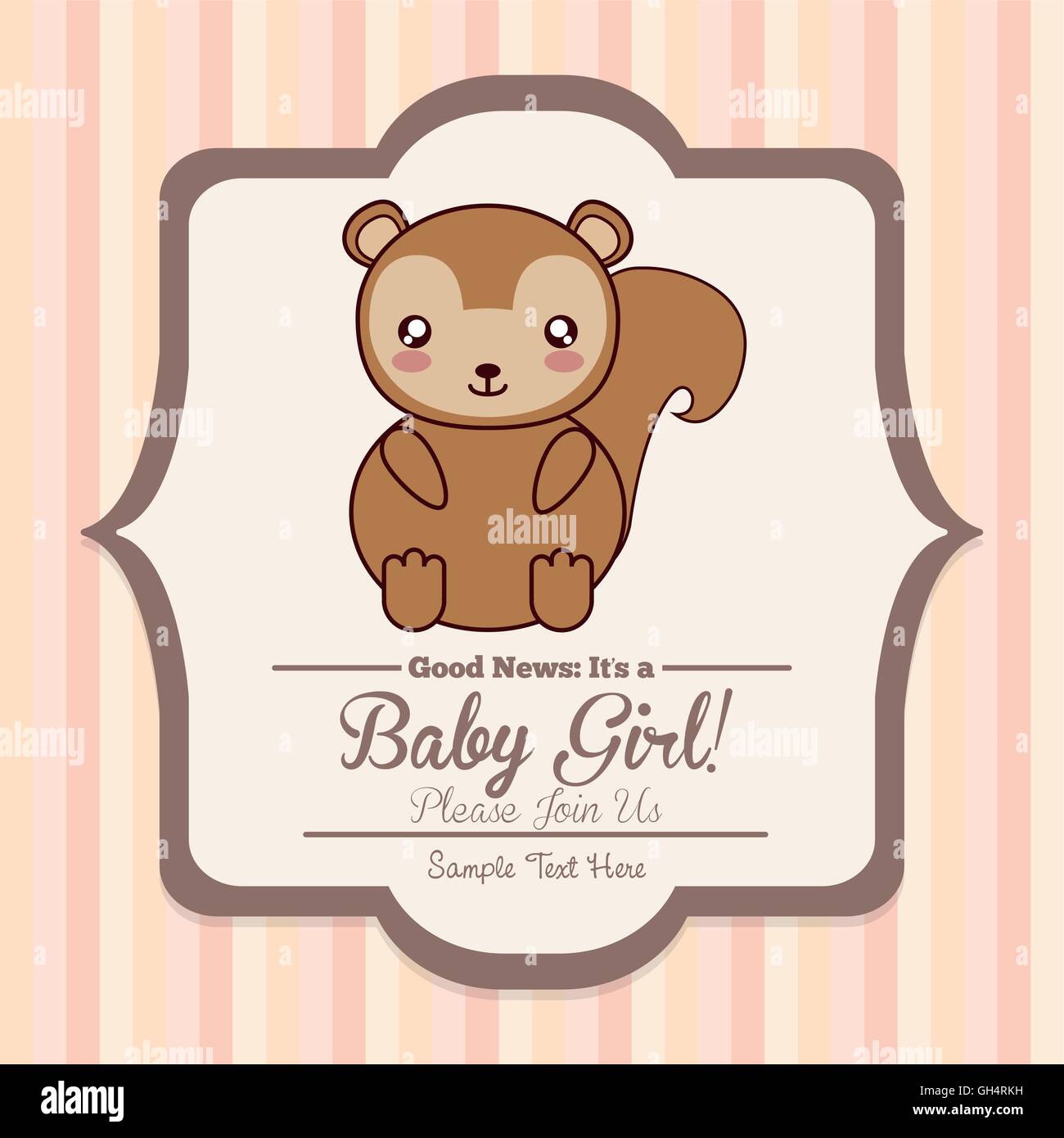 Kawaii squirrel. Baby Shower design. Vector graphic Stock Vector Image ...