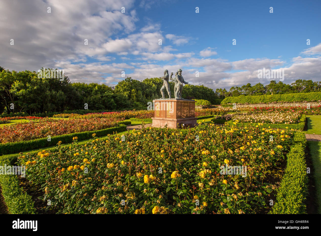 The Piper Alpha memorial in the Queen Mother Rose Garden at Hazlehead ...
