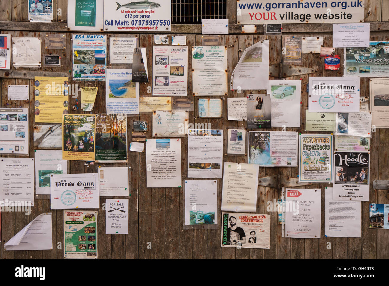 A busy notice board in Gorran Haven, Cornwall, England Stock Photo - Alamy
