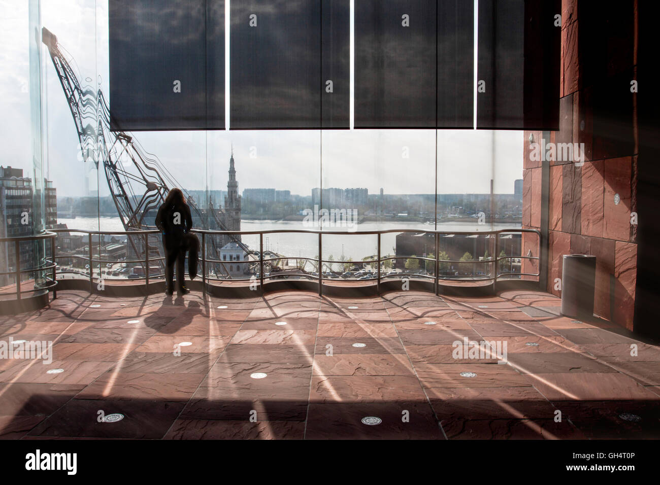 MAS Museum with its typical windows in the old harbour. Antwerp ...