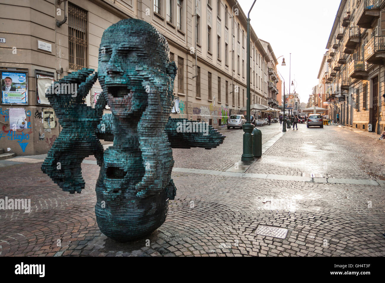 Bronze sculpture on the streets of the city. Turin, Piemonte. Italy ...