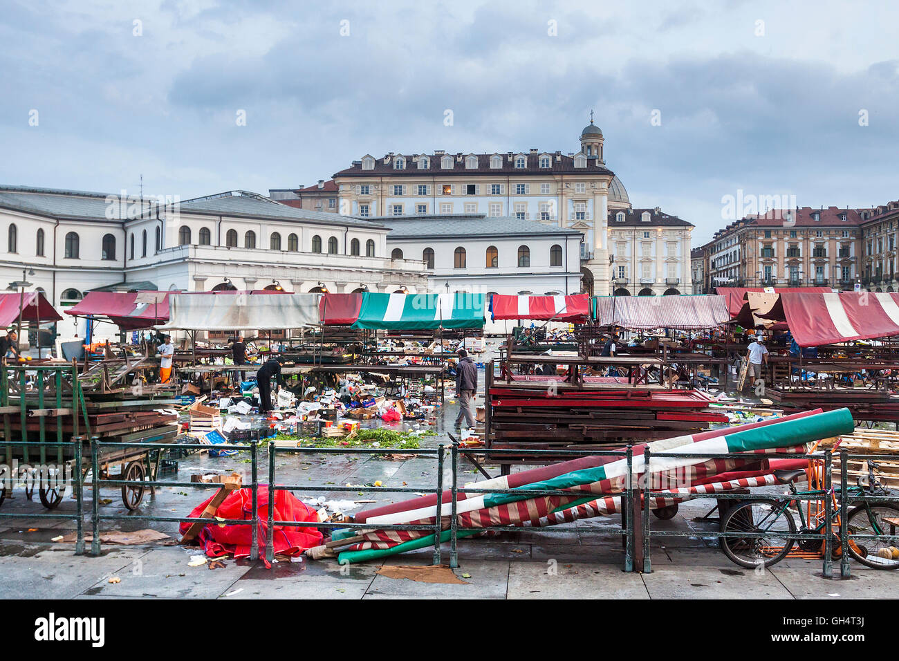 When the local market ends. Turin, Piemonte. Italy Stock Photo - Alamy