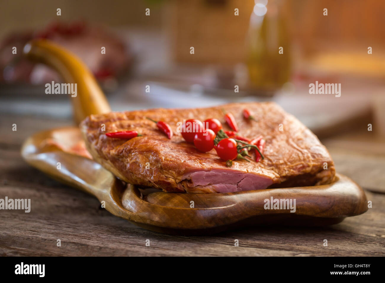 Piece of cooked meat Stock Photo - Alamy