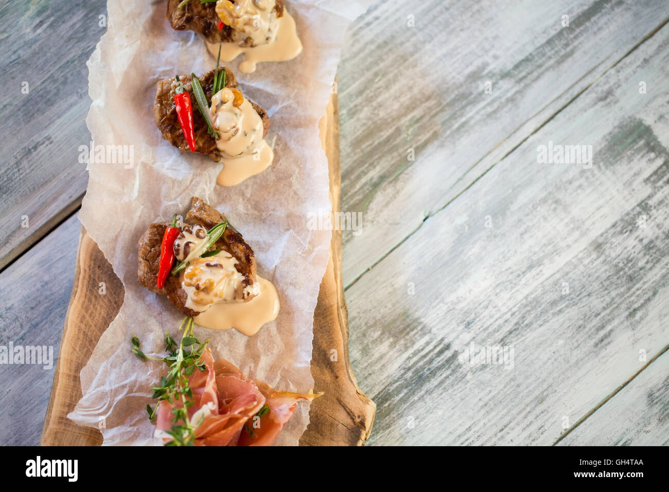 Top view of cooked meat Stock Photo - Alamy