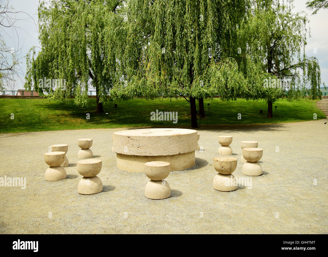 Silent Table artwork Constantin Brancusi in Targu Jiu Romania Stock ...
