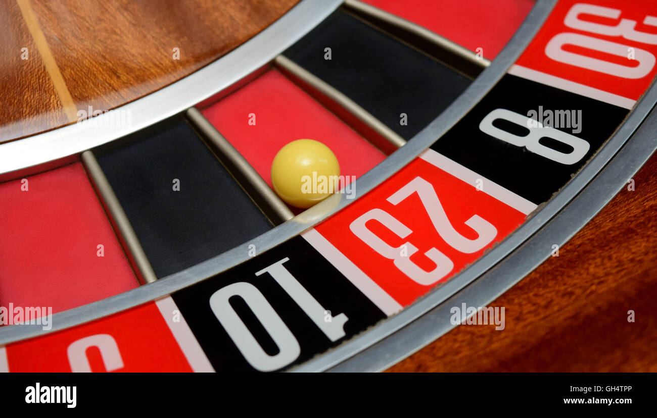 ball in winning number twenty three at roulette wheel Stock Photo - Alamy