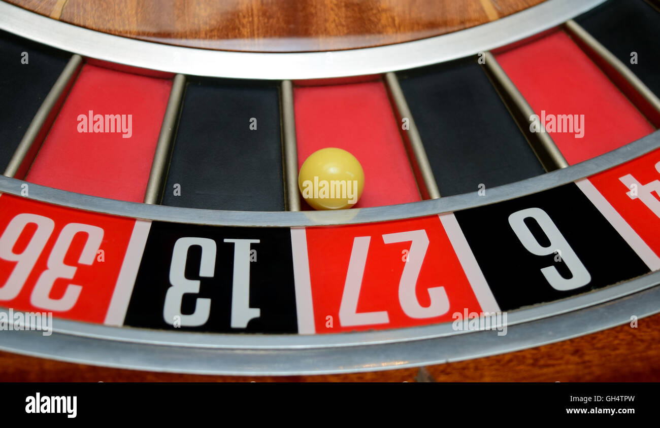 ball in winning number twenty seven at roulette wheel Stock Photo - Alamy