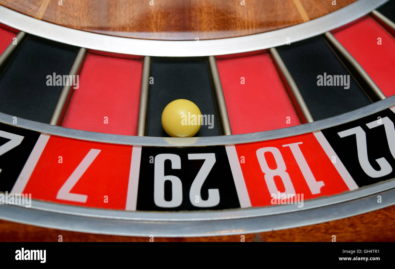 ball in winning number twenty nine at roulette wheel Stock Photo - Alamy
