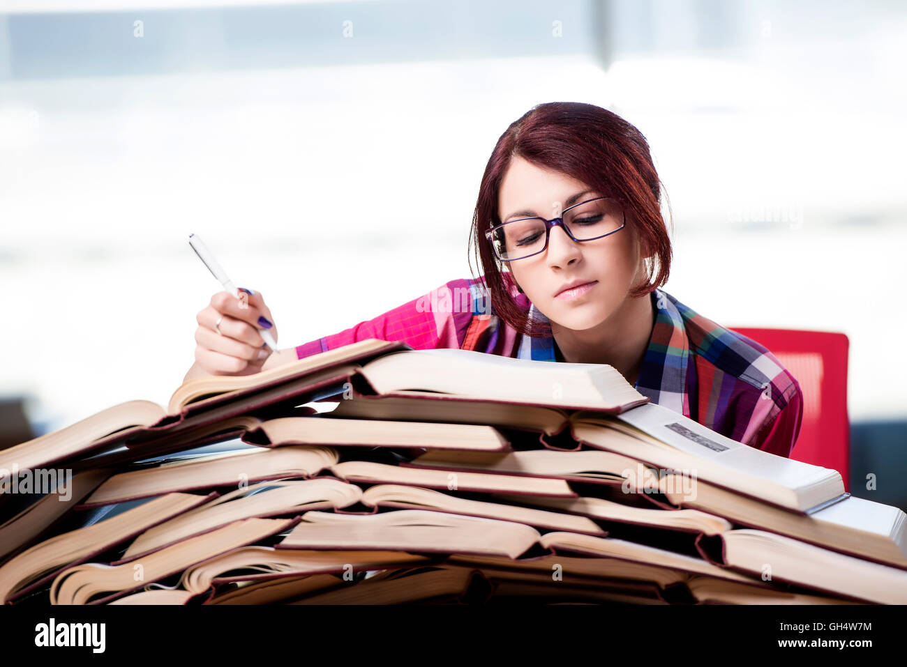 Young woman student preparing for college exams Stock Photo - Alamy