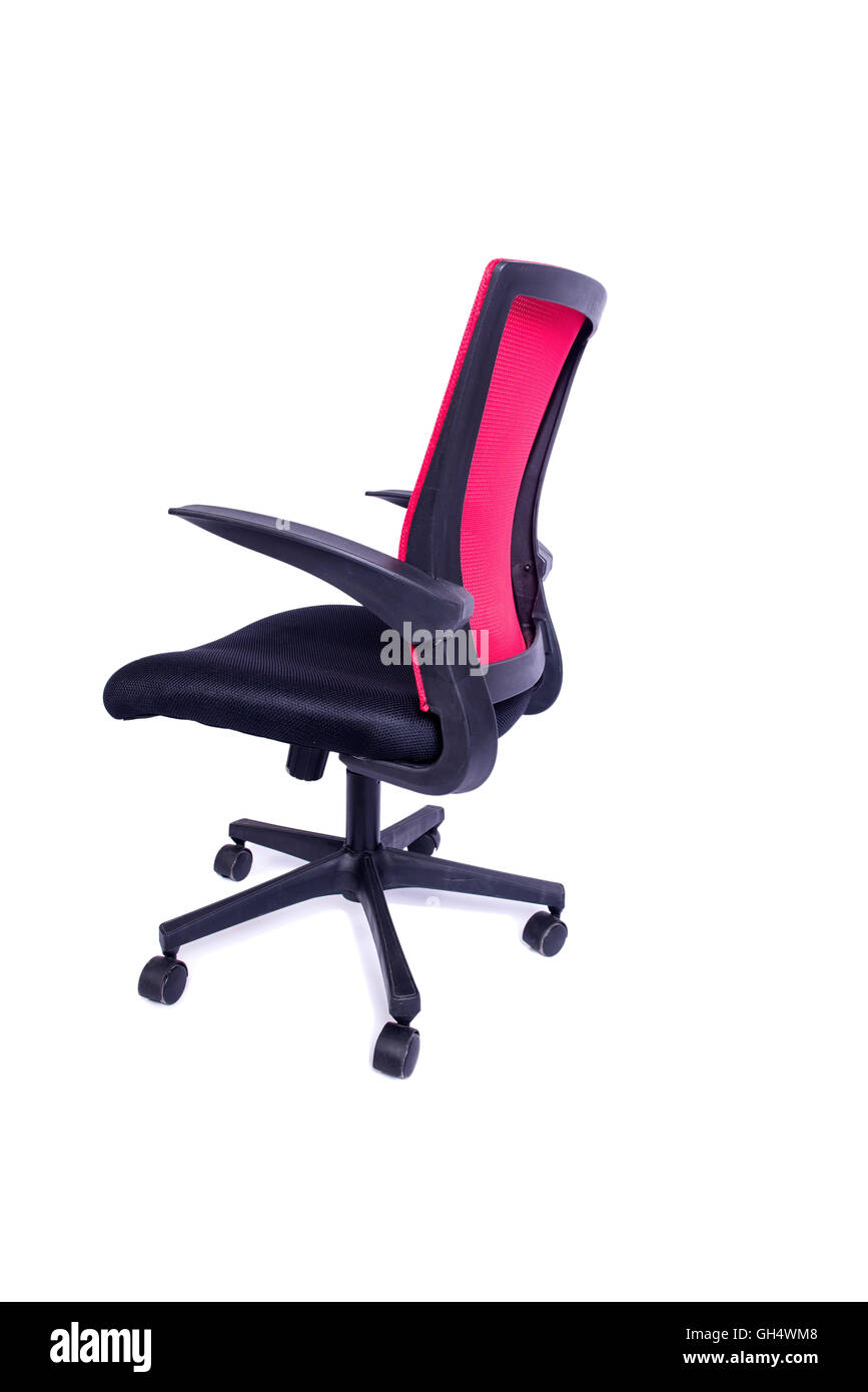 Red office chair isolated on the white background Stock Photo - Alamy