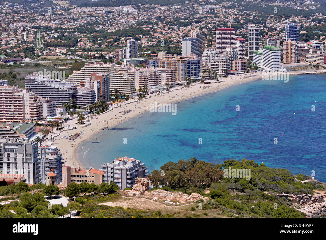geography / travel, Spain, view towards the skyline of Calpe and the ...