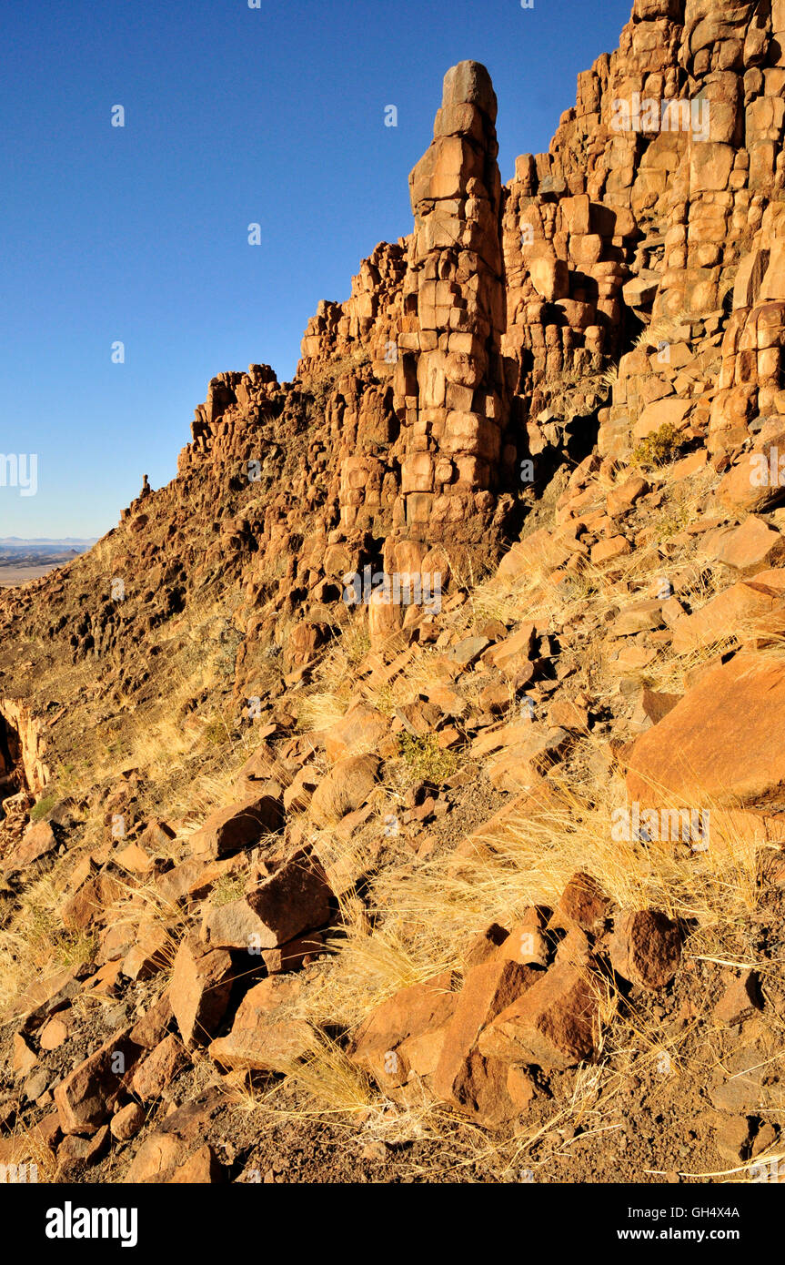 geography / travel, Namibia, basalt towers in the Mik mountains ...