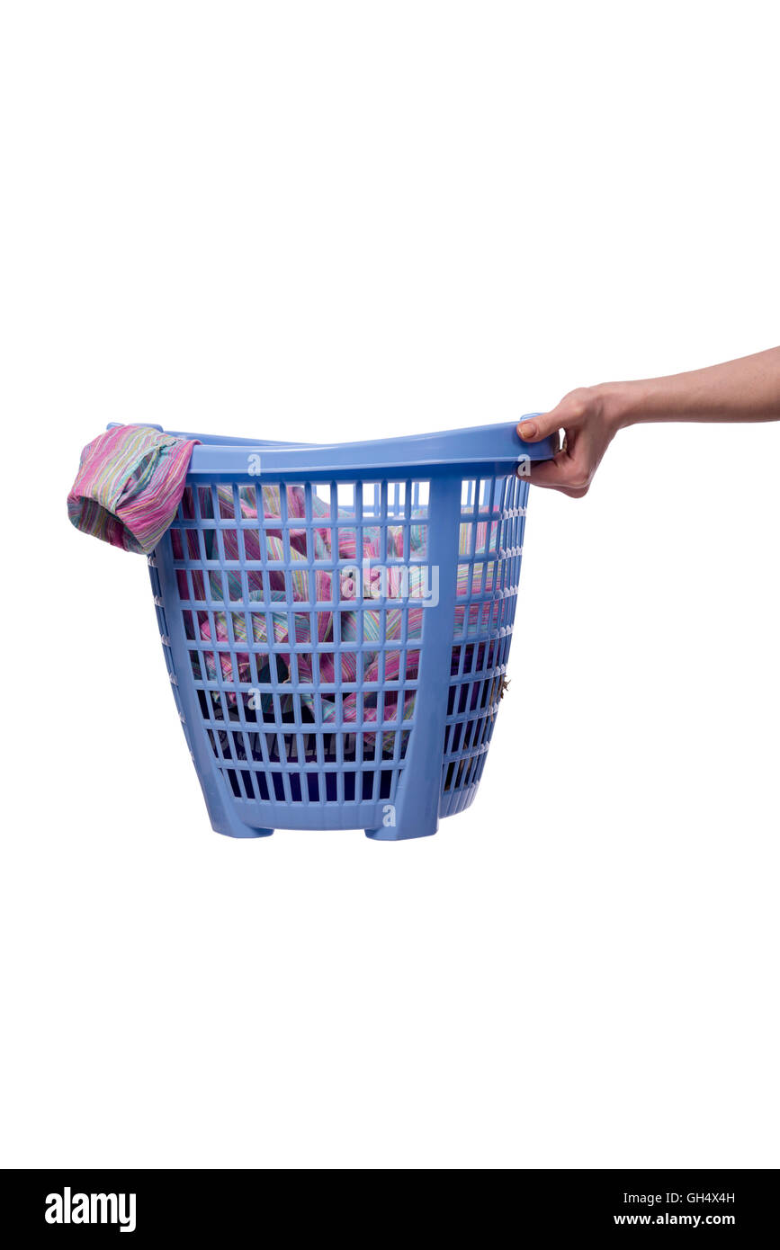 Hands holding the basket with dirty laundry Stock Photo - Alamy
