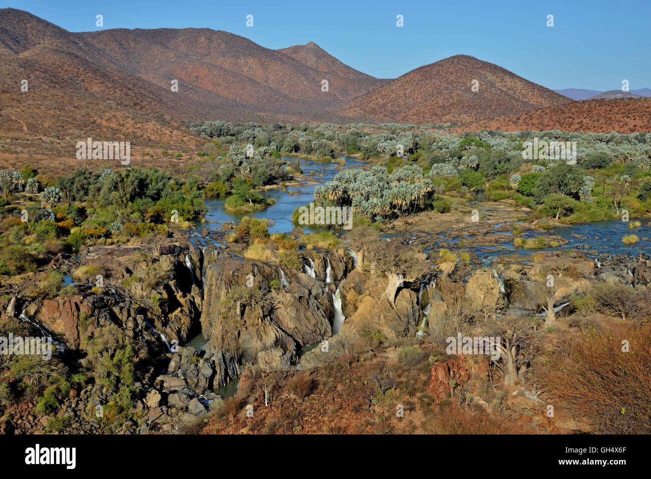 geography / travel, Namibia, Epupa Falls, cascade of the Kunene river ...