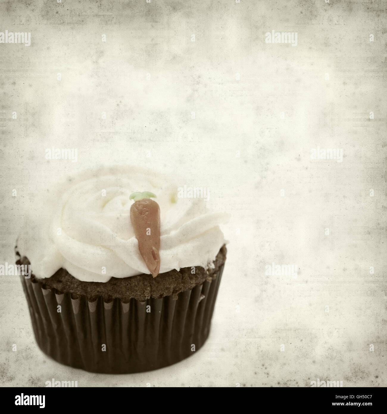 textured old paper background with cupcake with swirled icing Stock ...