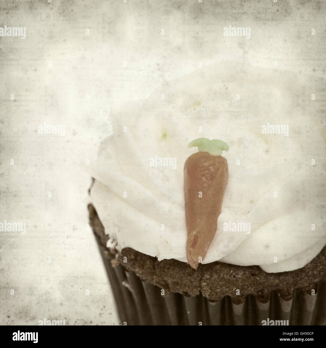 textured old paper background with cupcake with swirled icing Stock ...