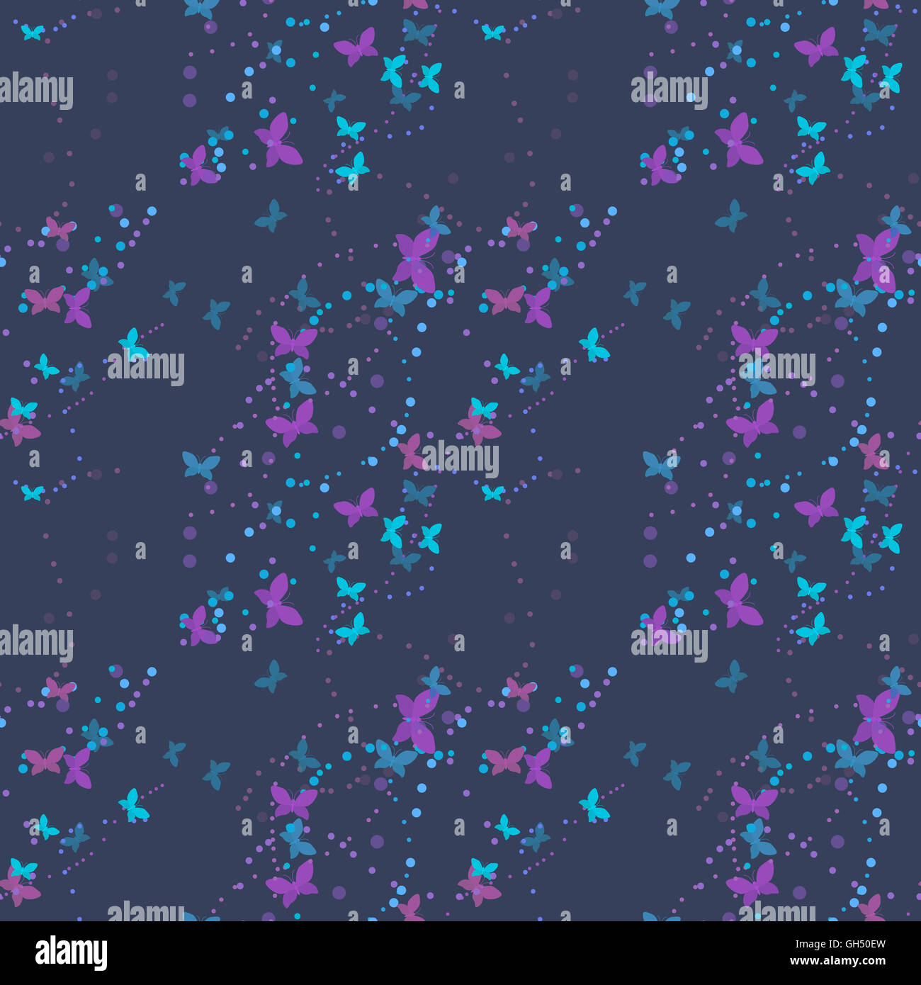 seamless repeatable graphic background of butterflies and dot trails ...