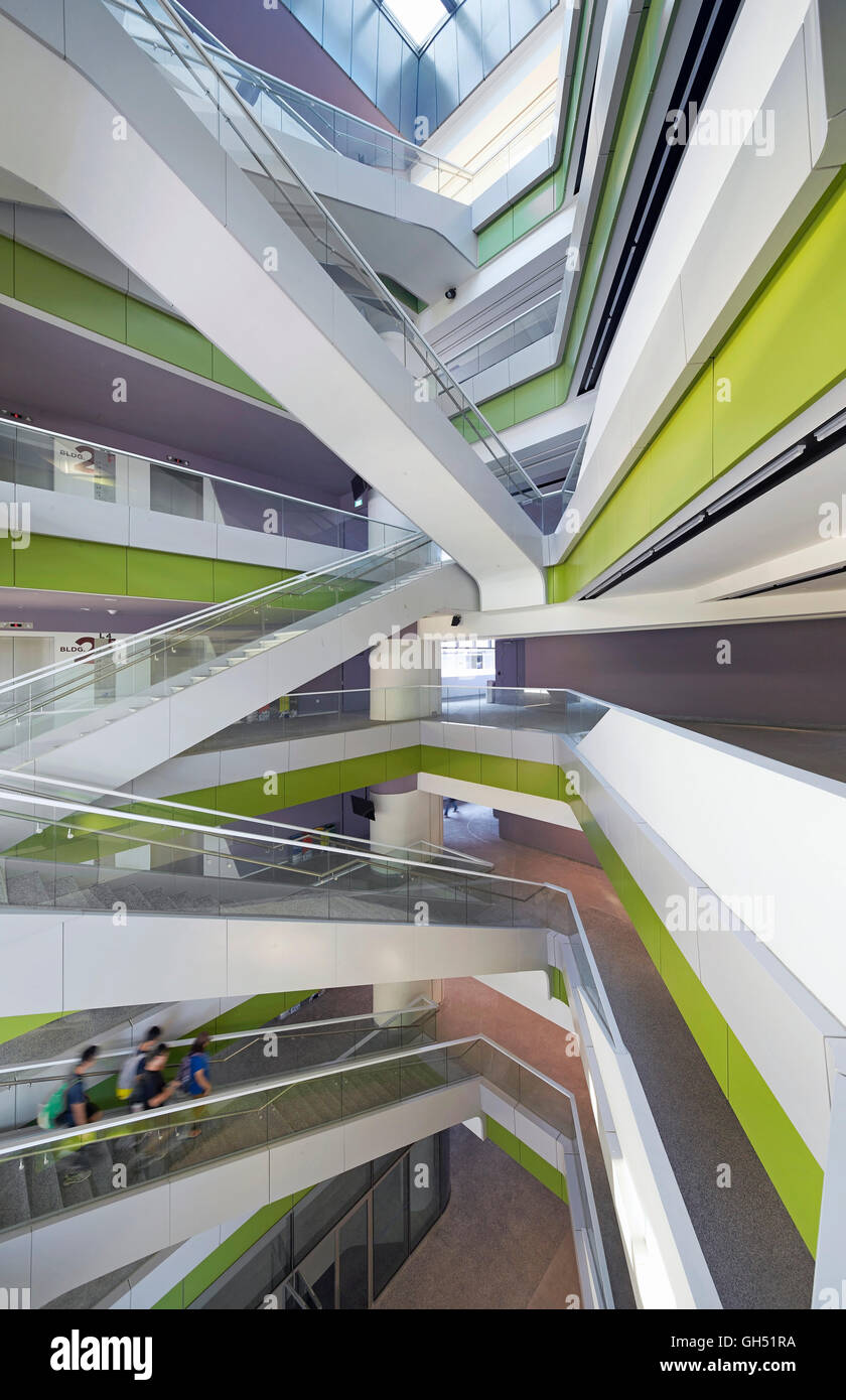 Crossing of staircases in full-height atrium. Singapore University of ...