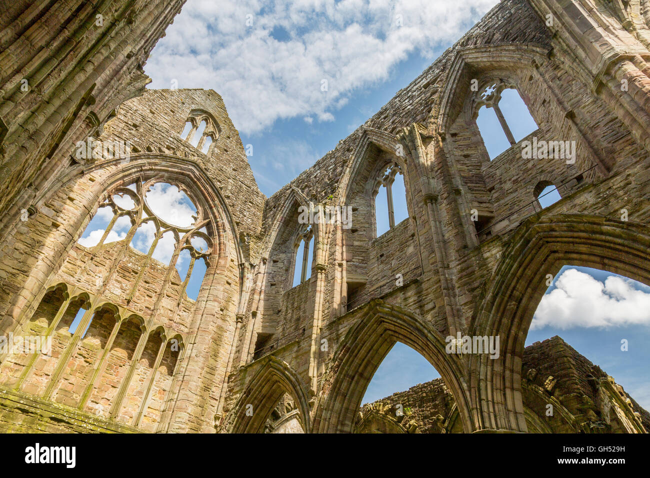The ruins of Tintern Abbey in the Wye Valley, Monmouthshire, Wales, UK ...