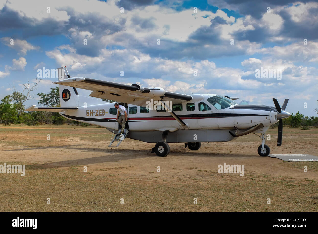 A Cessna C208B at Simbazi airstrip in The Selous game Reserve Tanzania ...
