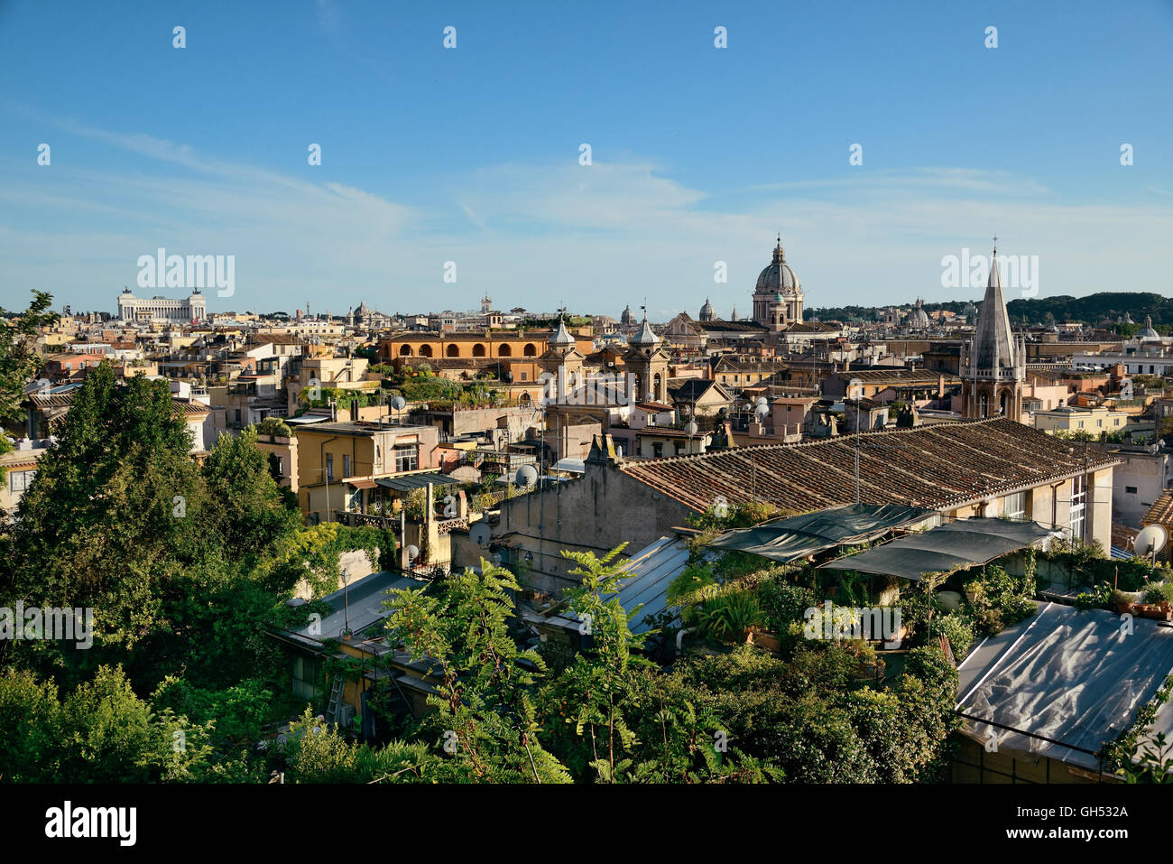 Rome rooftop view with ancient architecture in Italy Stock Photo - Alamy