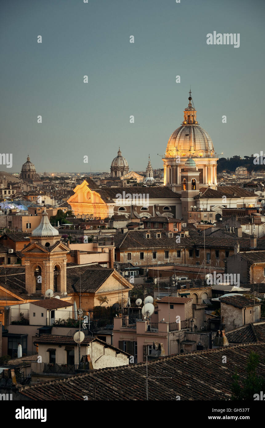 Rome rooftop view with ancient architecture in Italy at night Stock ...