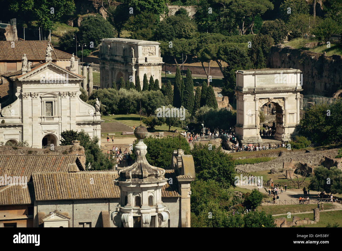 Rome rooftop view with ancient architecture in Italy Stock Photo - Alamy