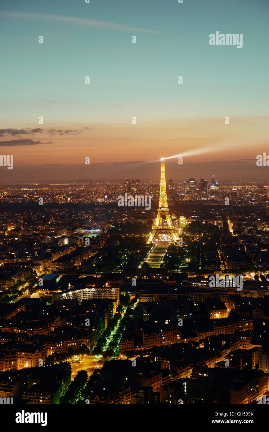 PARIS, FRANCE - MAY 13: Eiffel Tower and city at night on May 13, 2015 ...