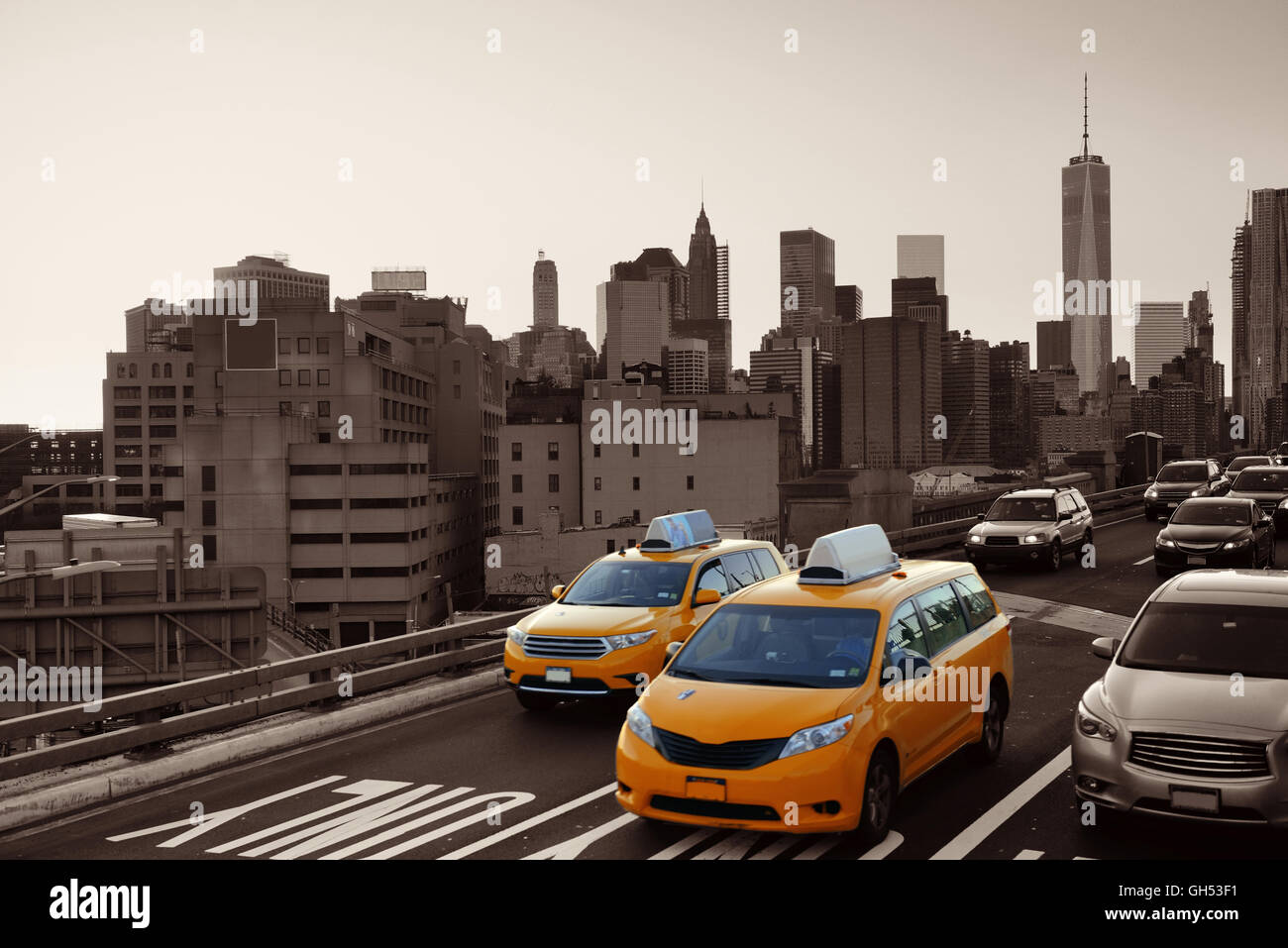 Rush hour traffic in downtown Manhattan in New York City Stock Photo ...